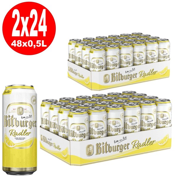 2 x Bitburger Radler 24x0.5L = 48 canettes 2,5% vol Panaché | my-food ...